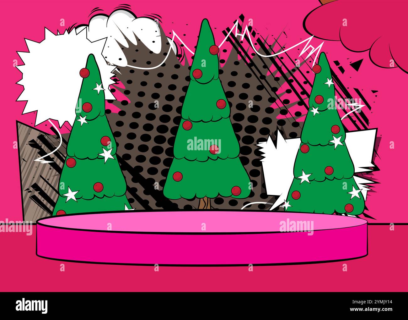 Comic Book Product podium stage for mockup presentation with Christmas ...
