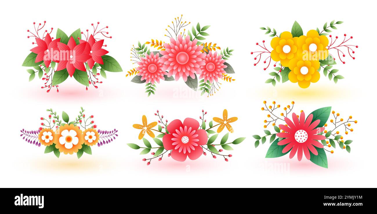 eye catching natural flower blossom background in set of six vector ...