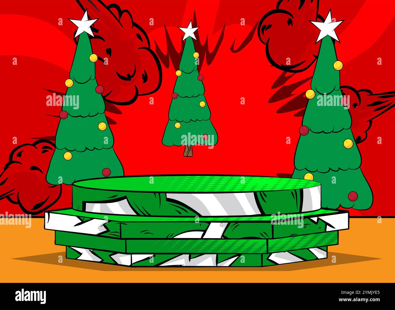 Comic Book Product podium stage for mockup presentation with Christmas ...