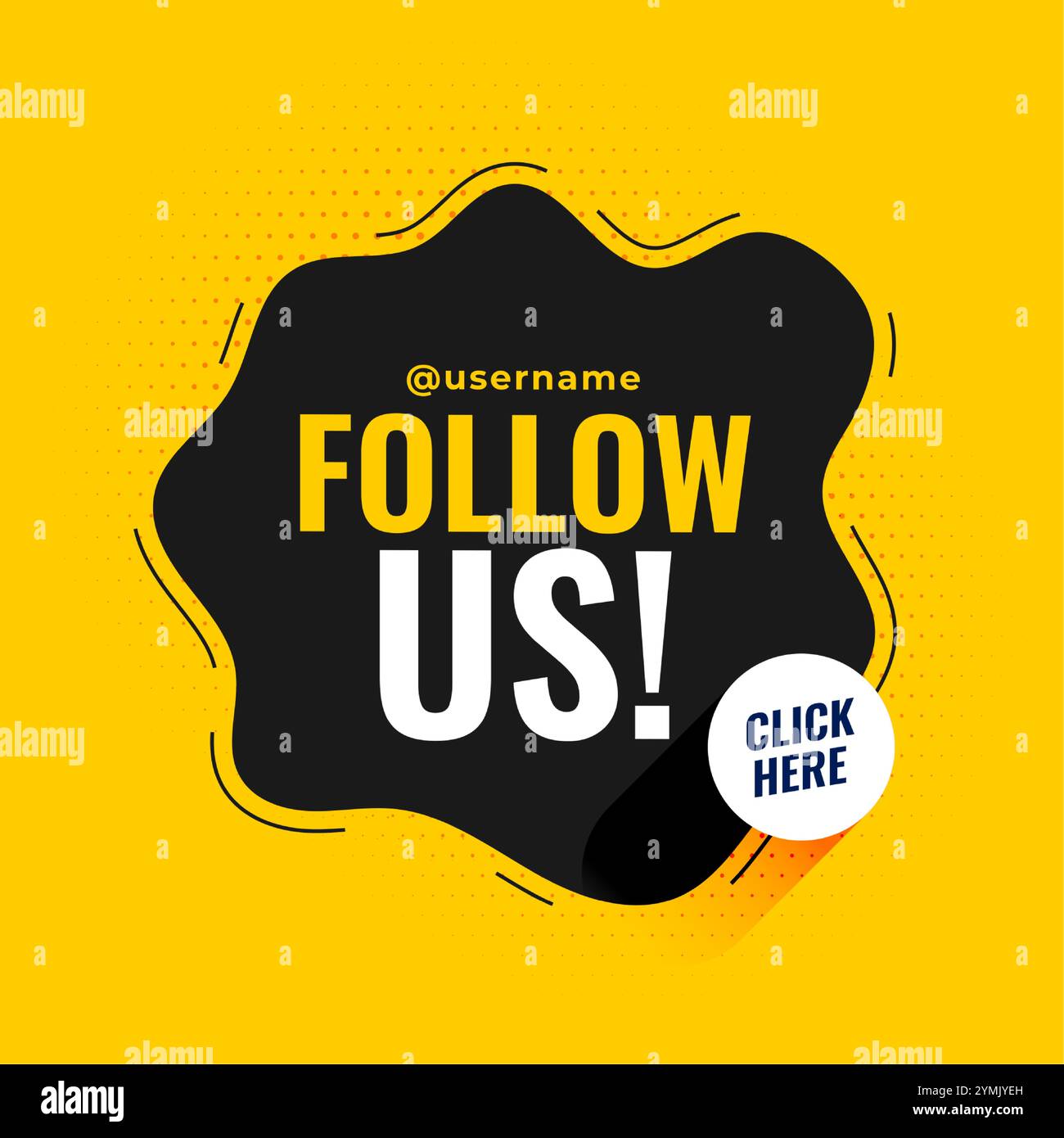 social media follow us template with click here tag vector Stock Vector ...