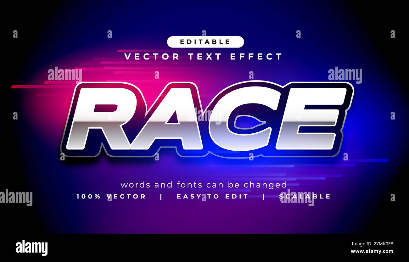 editable race text style with shiny effect vector Stock Vector Image ...