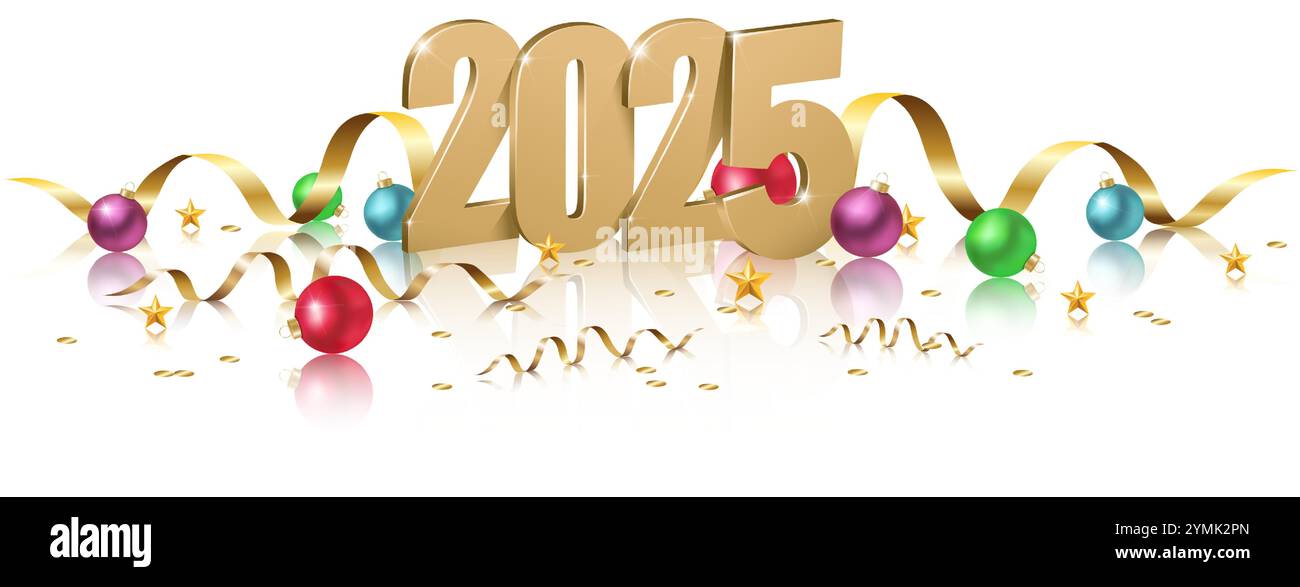 Happy New Year 2025. Merry Christmas banner. Template for greeting card ...