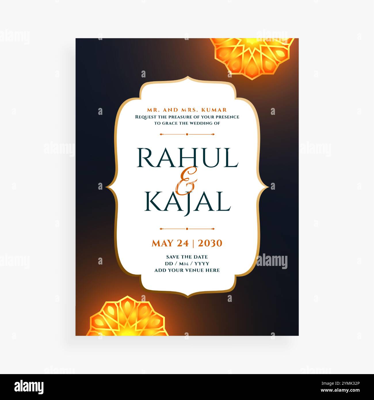 elegant hindu traditional wedding card flyer for digital post vector ...