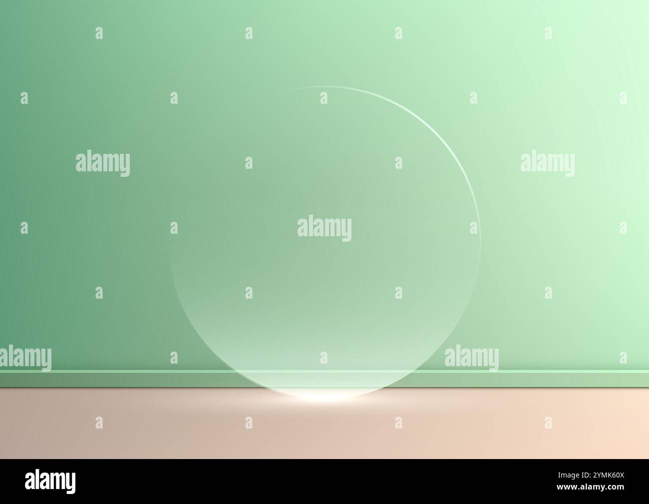 Minimalist scene featuring a translucent circular frame against a soft ...