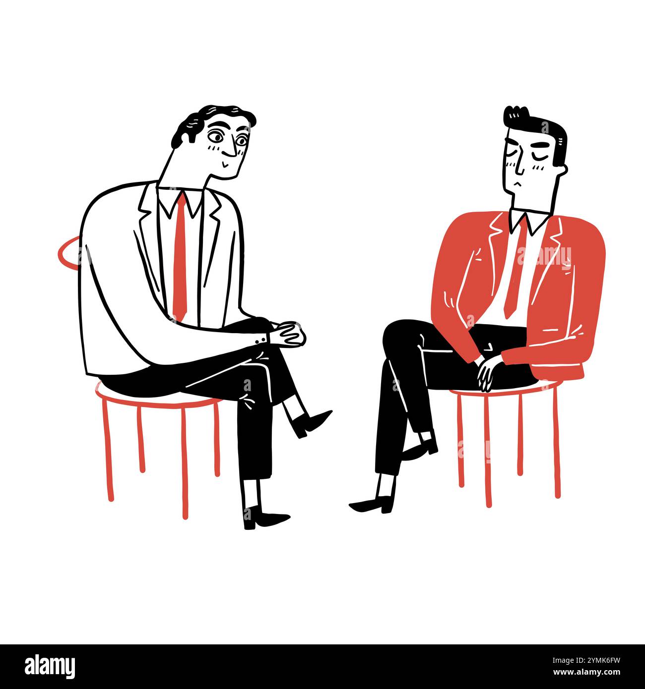 Businessmen are serious discussing, Hand drawn vector illustration ...
