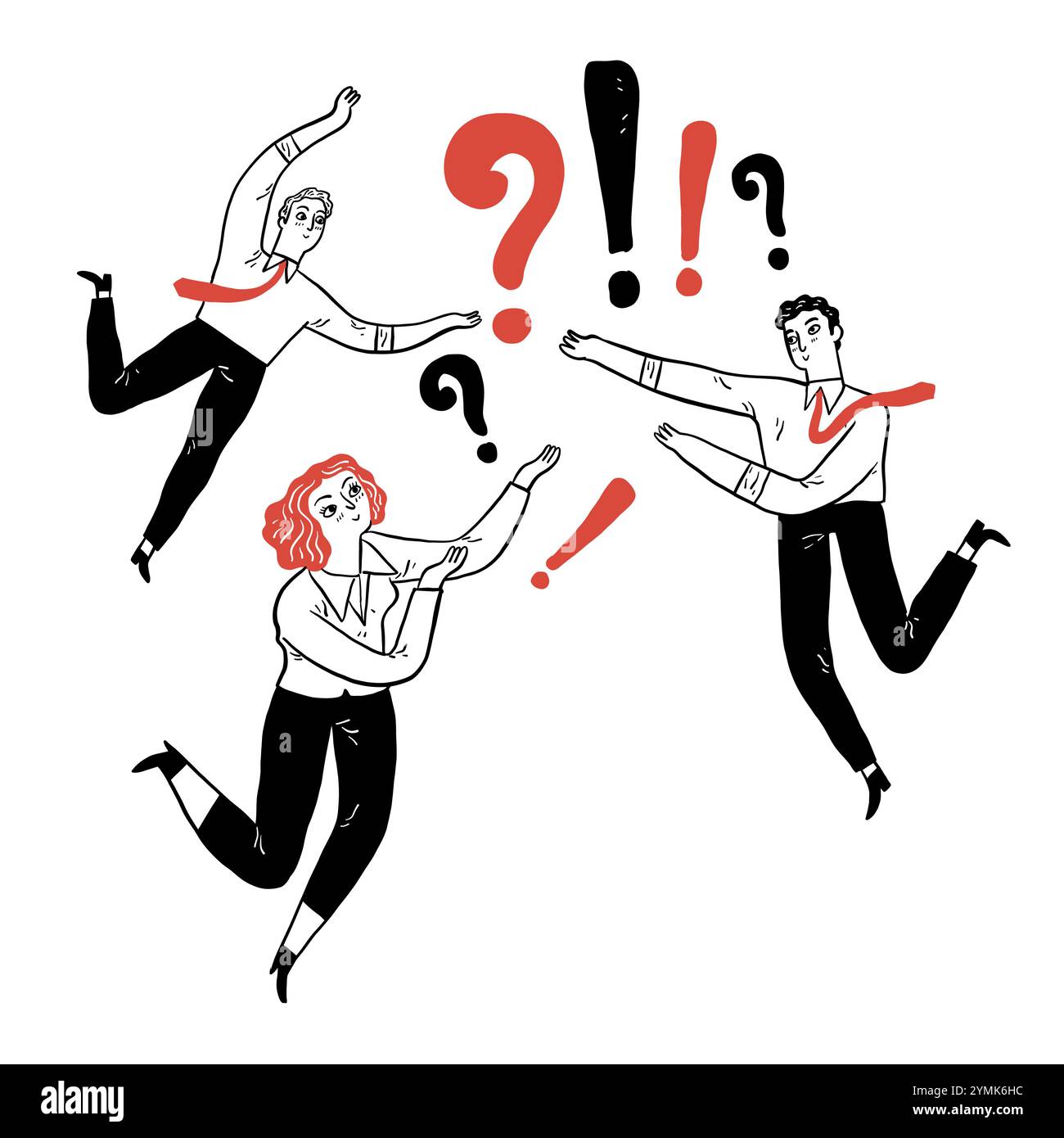 The businessman or employees are throwing the letter of exclamation ...