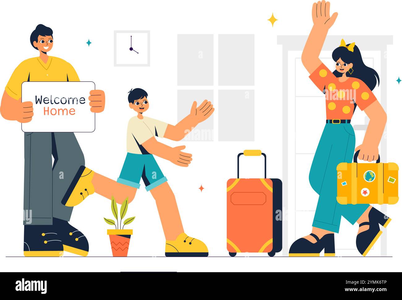 Homecoming Vector Illustration featuring a Joyous Moment of Reunion ...