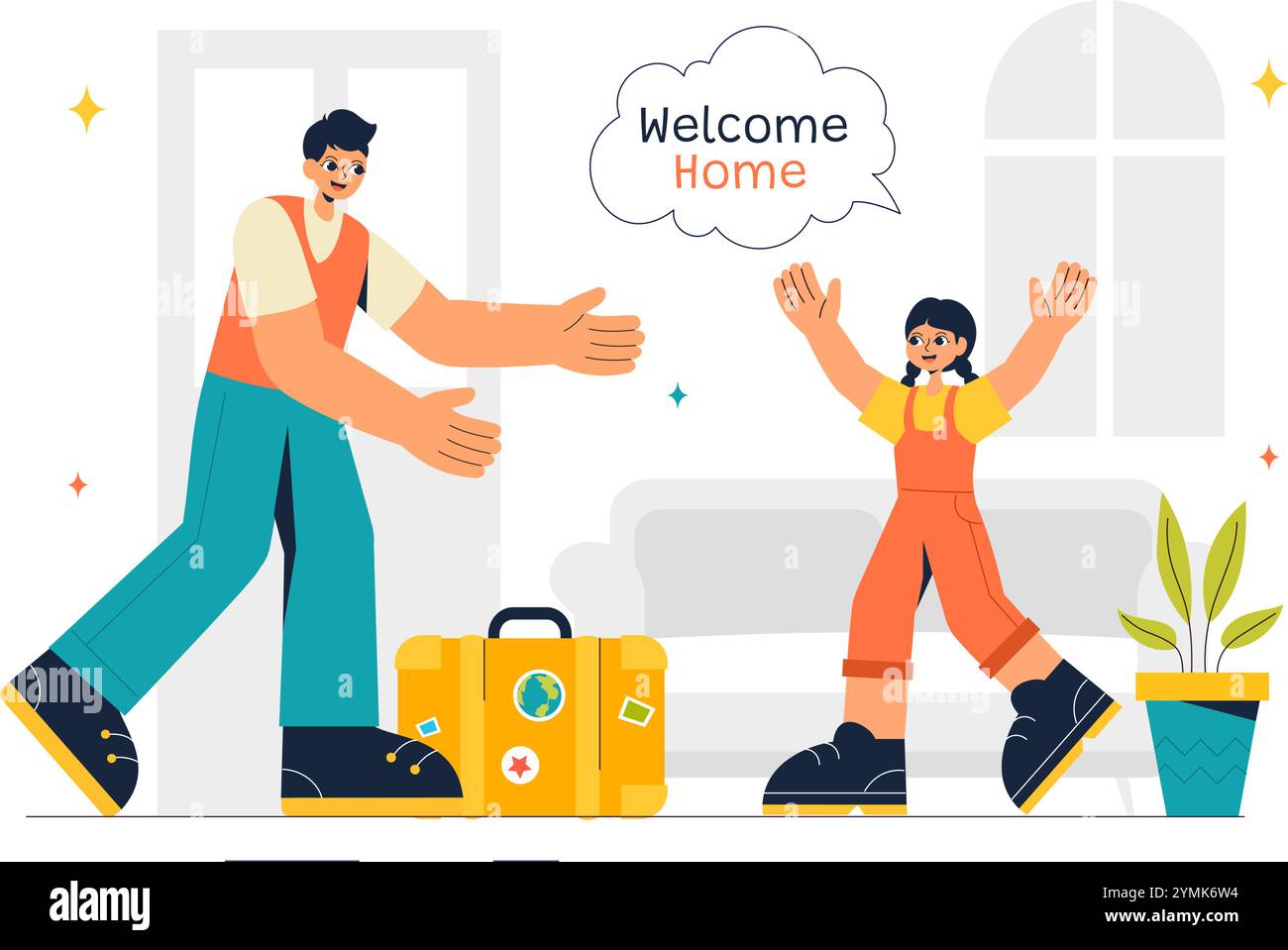 Homecoming Vector Illustration featuring a Joyous Moment of Reunion ...