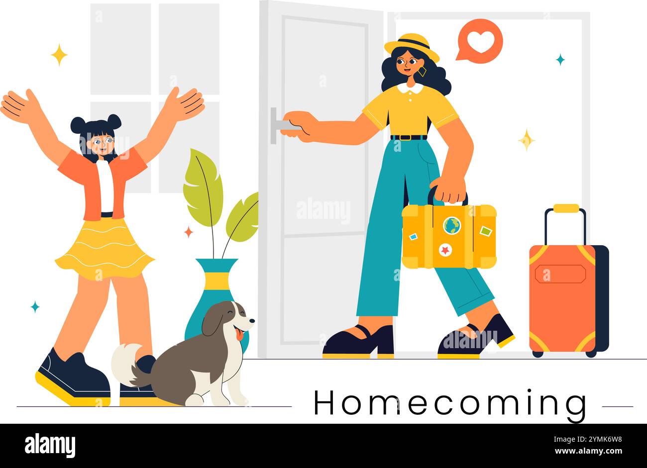 Homecoming Vector Illustration featuring a Joyous Moment of Reunion ...