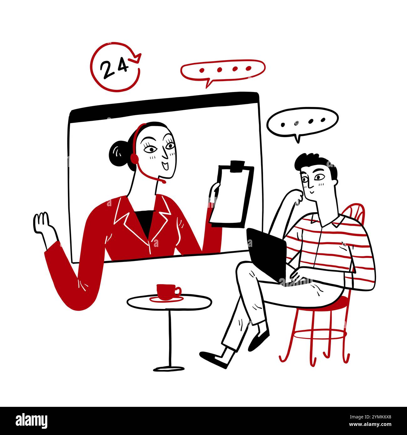 Technical phone woman headset laptop Stock Vector Images - Alamy