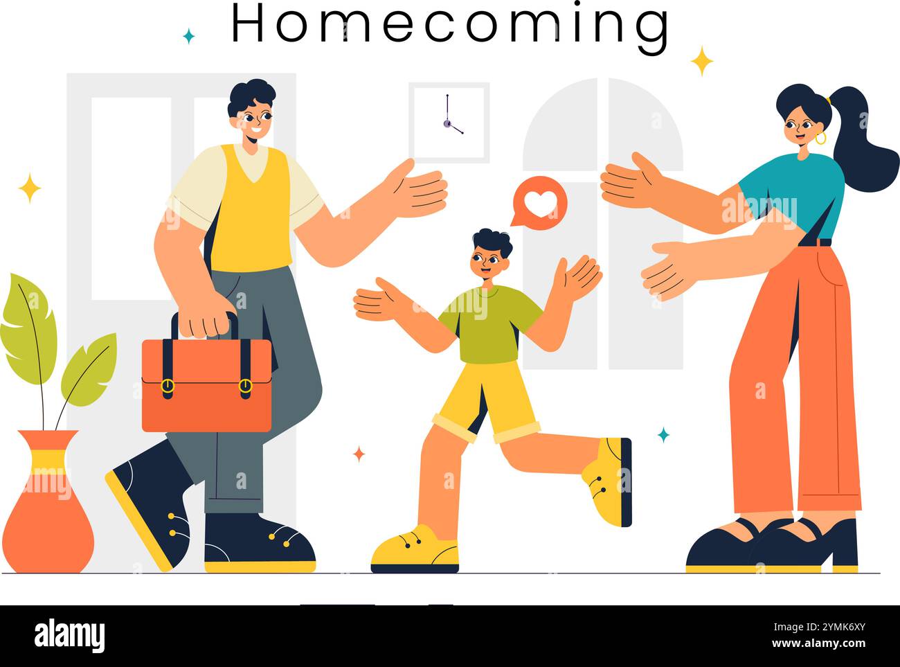 Homecoming Vector Illustration featuring a Joyous Moment of Reunion ...