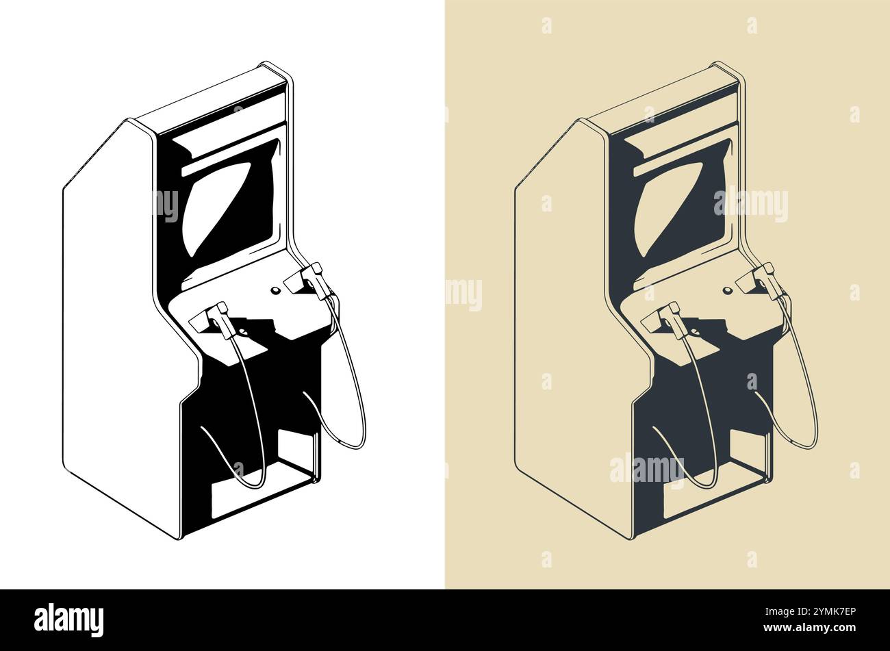 Stylized vector illustrations of a shooter arcade machine Stock Vector ...