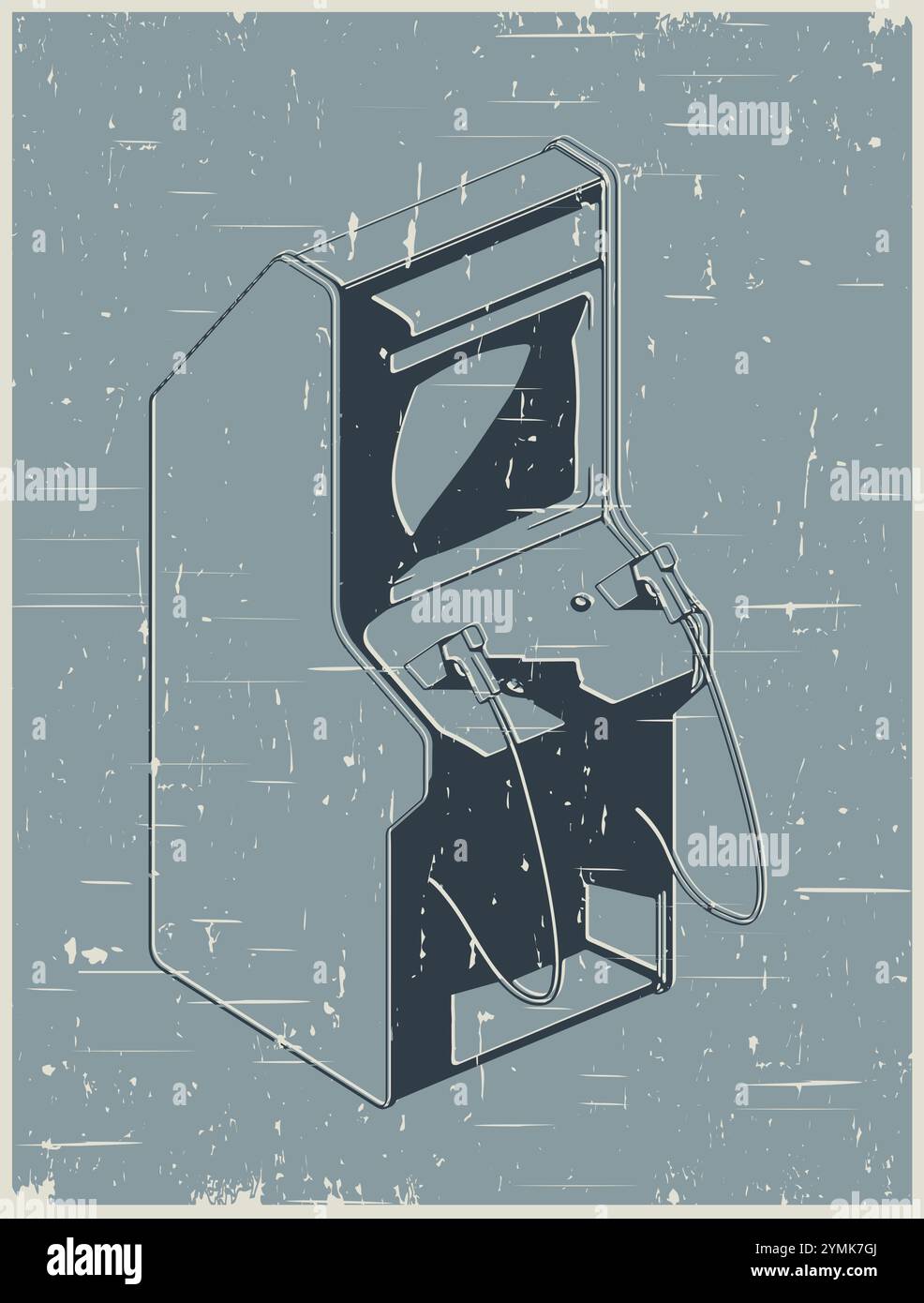 Stylized vector illustration of a shooter arcade machine in a retro ...