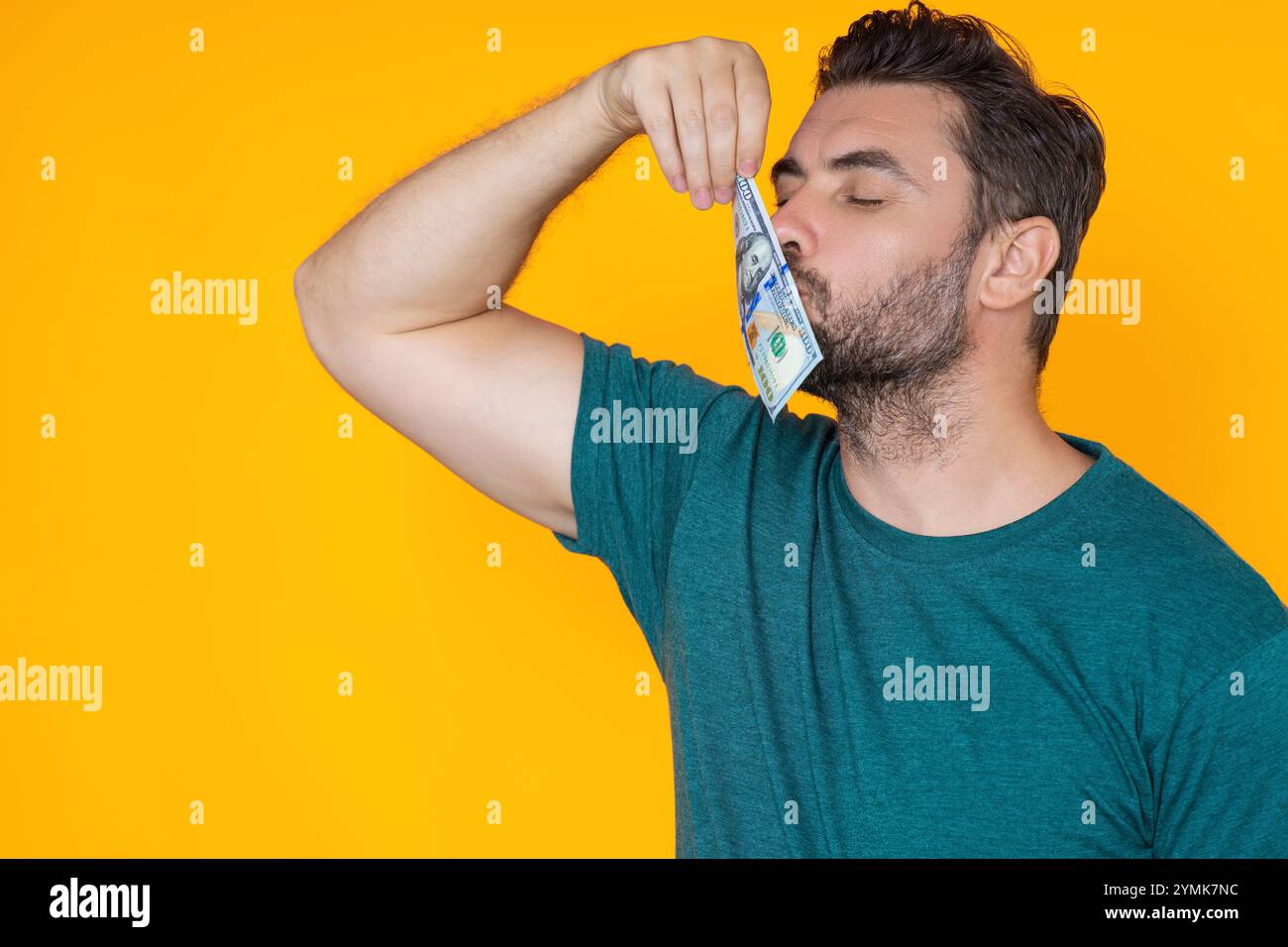 Business man counting money. Handsome middle age man holding bunch of ...
