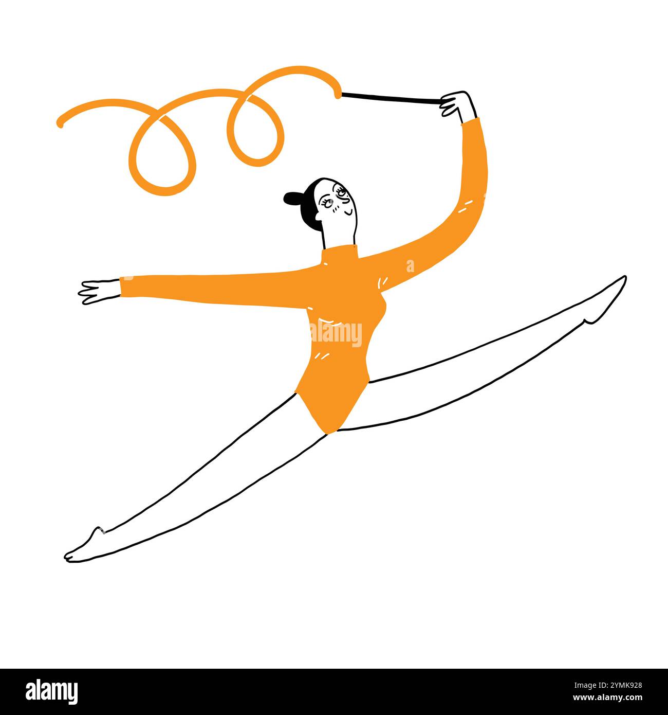 Hand drawn vector illustration rhythmic gymnastics. Girls gymnasts ...