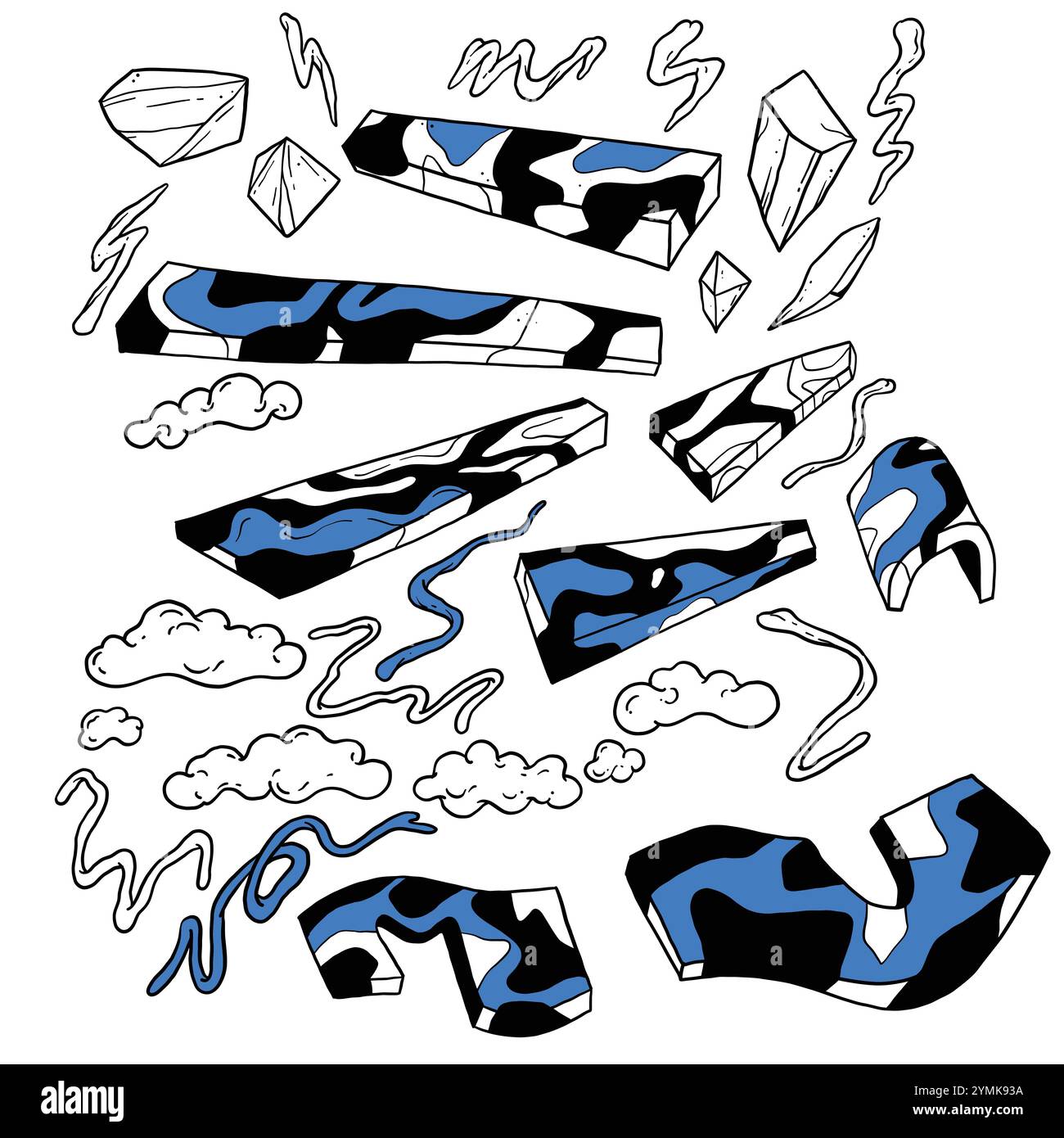 Doodle graphics black hand drawn lines. Hand drawn illustration line ...