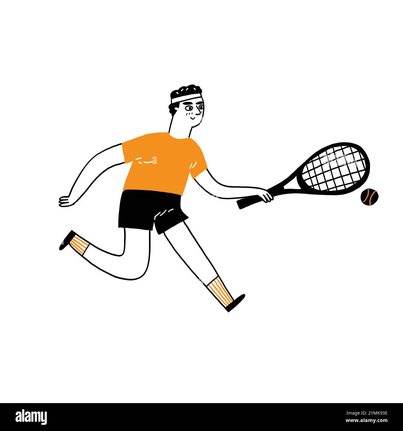 Sports concept. Tennis player with a racket in his hand. Vector ...