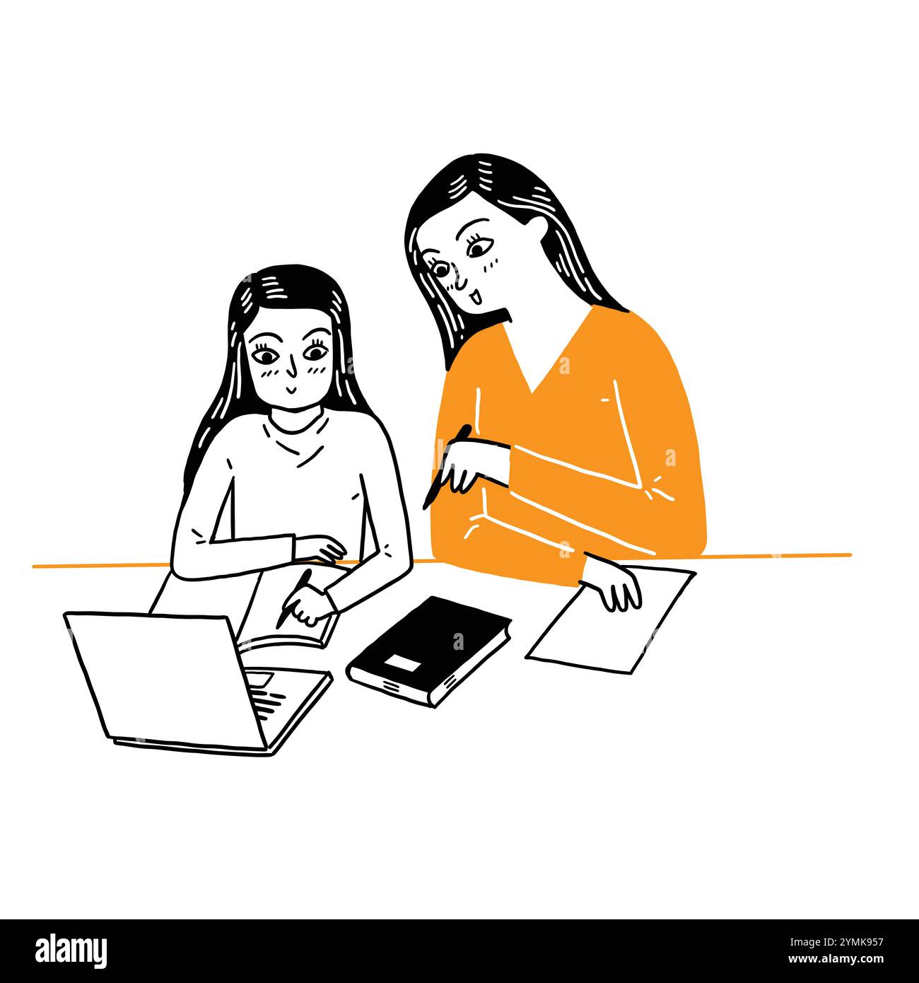 School working writing together homework Stock Vector Images - Alamy