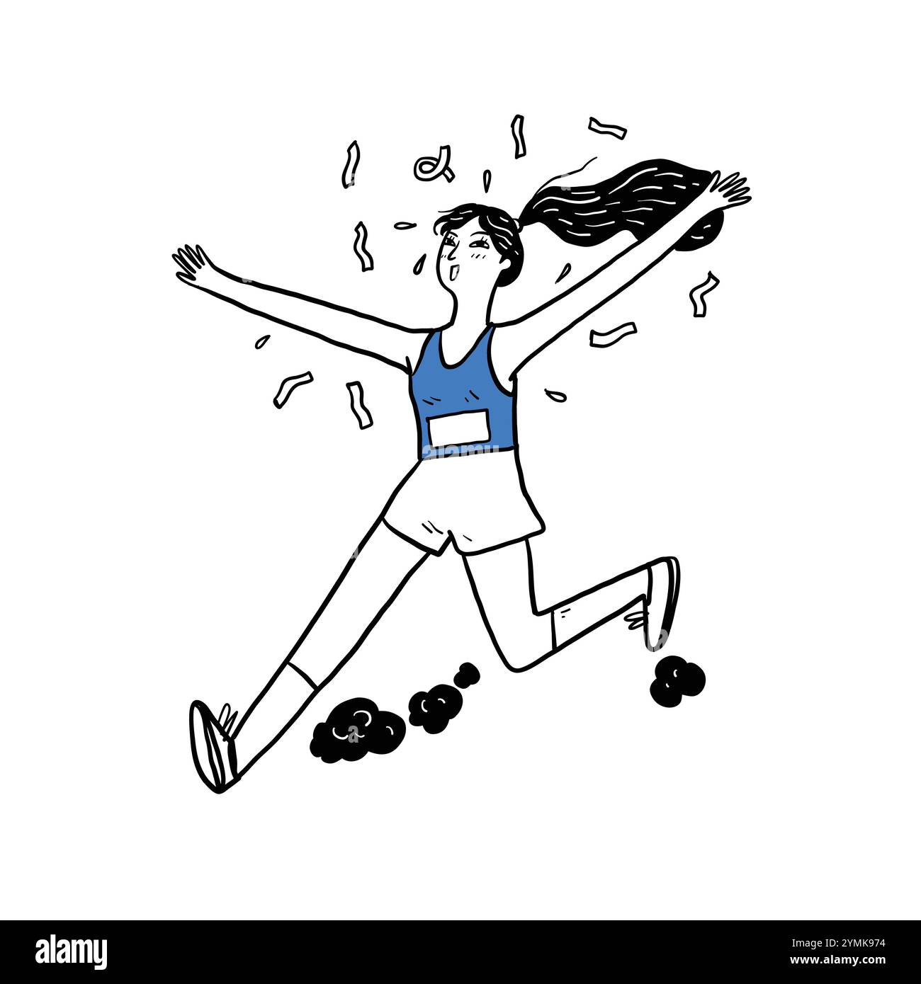 Illustration of a female marathon runner rejoicing as she crosses the ...