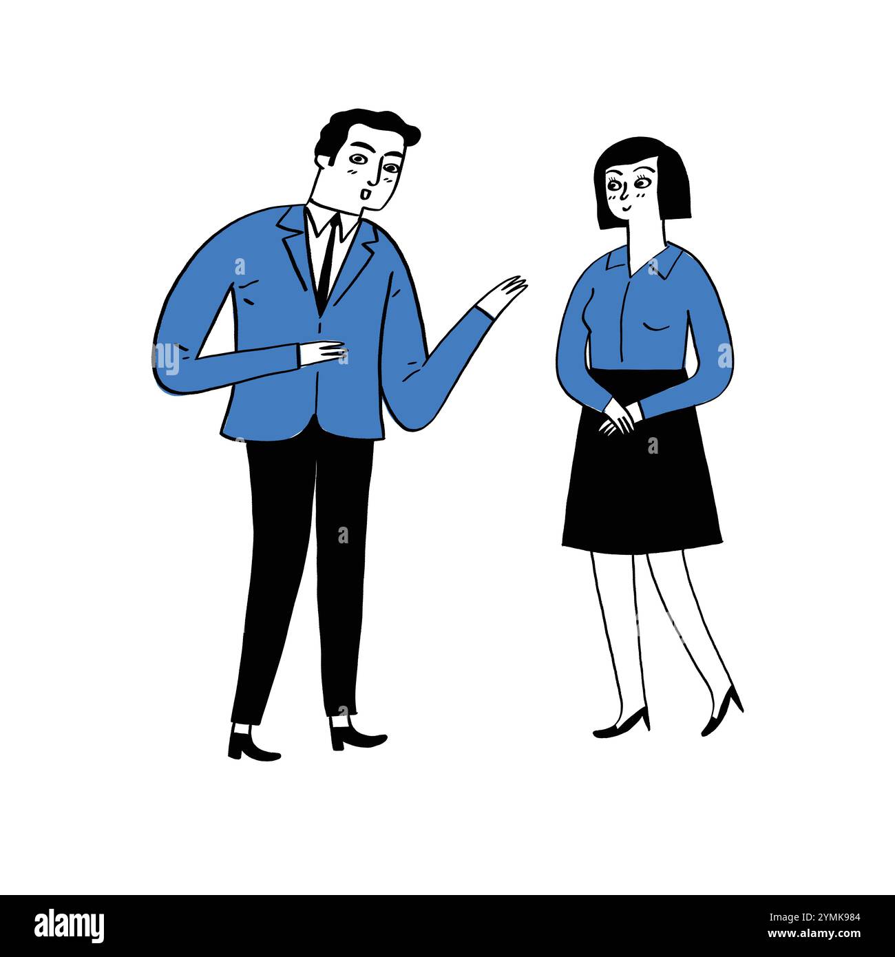 Office staff introducing new employees. Hand drawn vector illustration ...