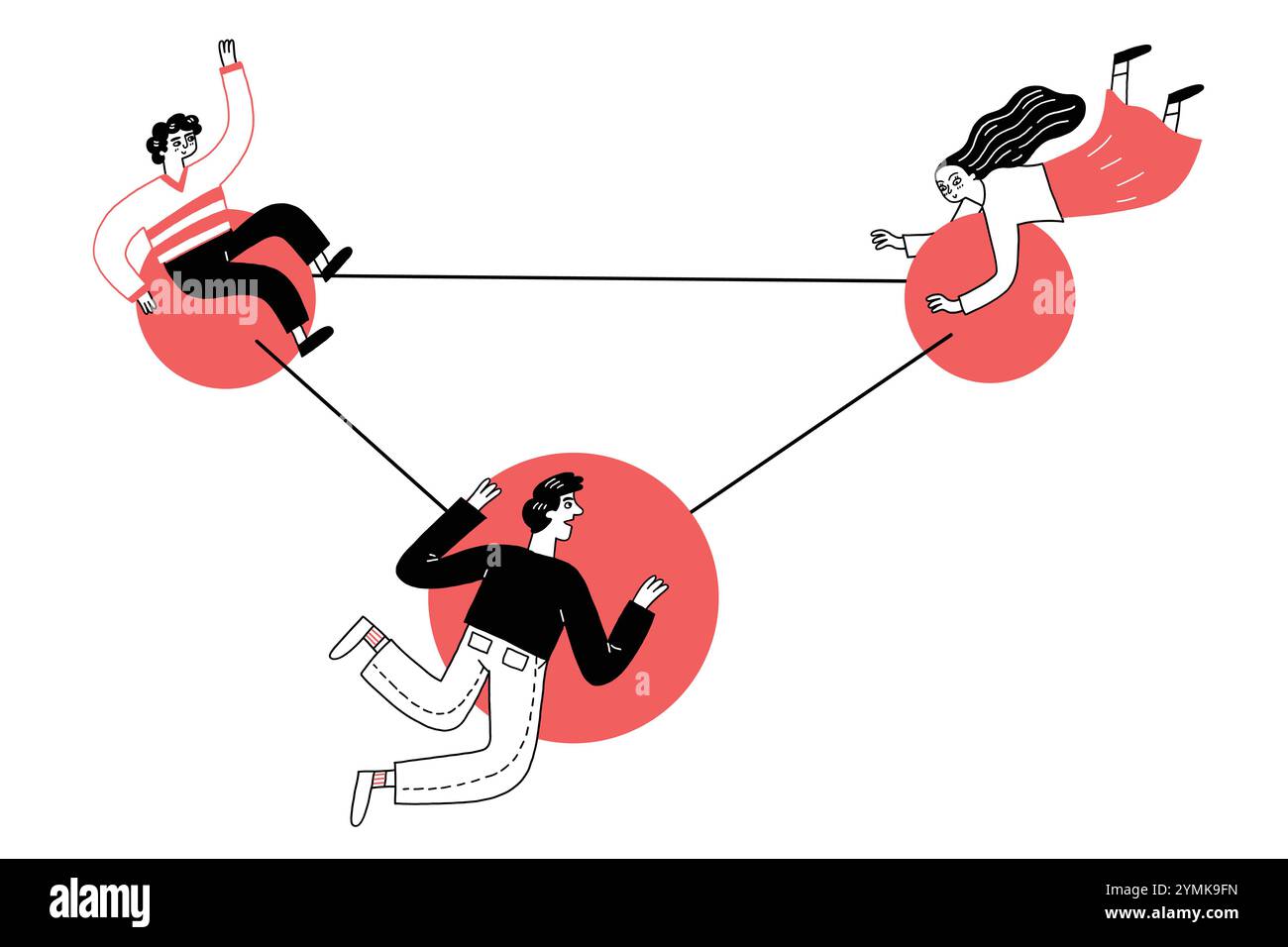 People connected by lines, social media and communication concept. Hand ...