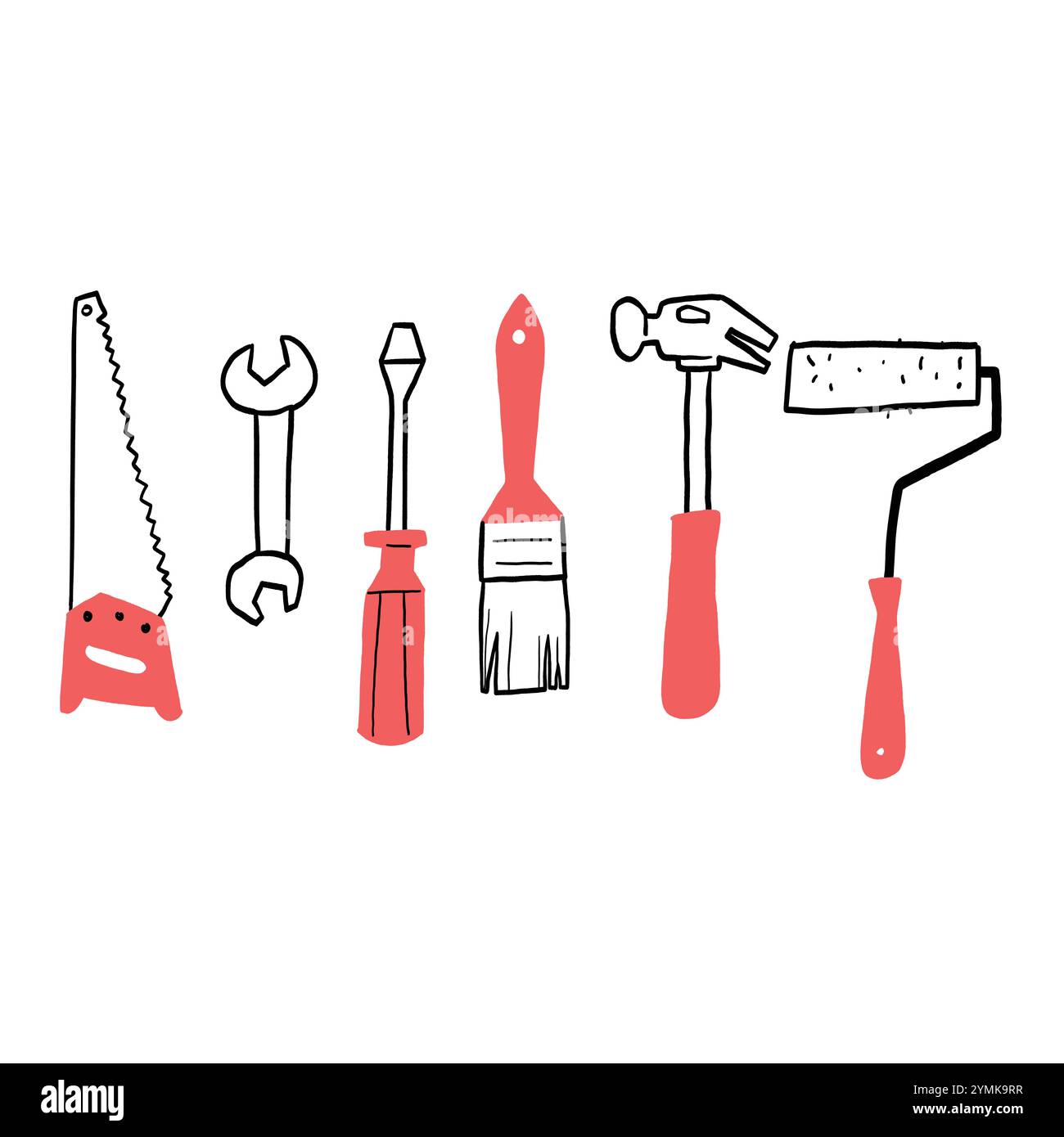 The image depicts six hand tools commonly used in various DIY and ...
