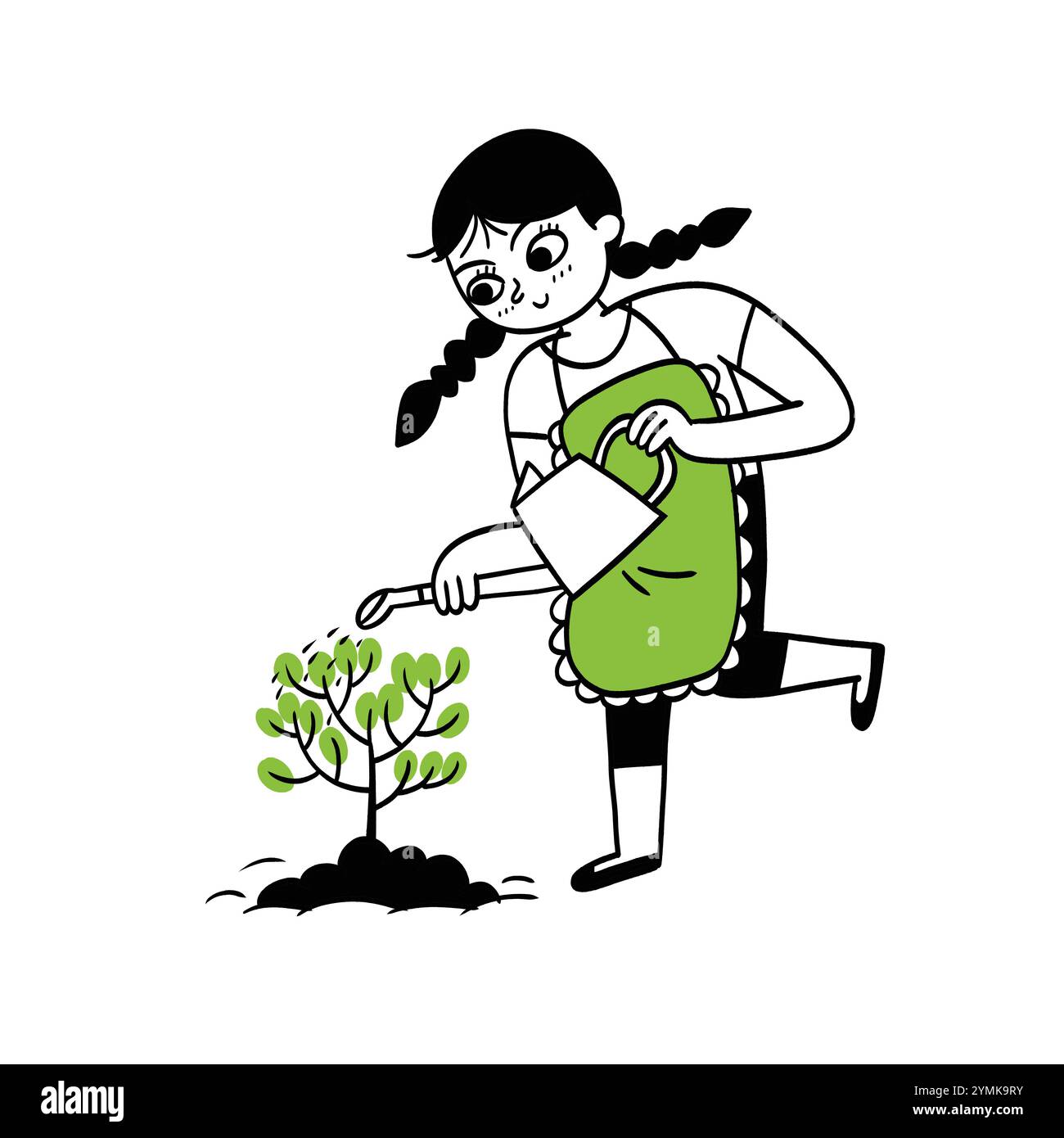 Whimsical Gardening Girl: Cute Garden Illustration for Home and Nursery ...