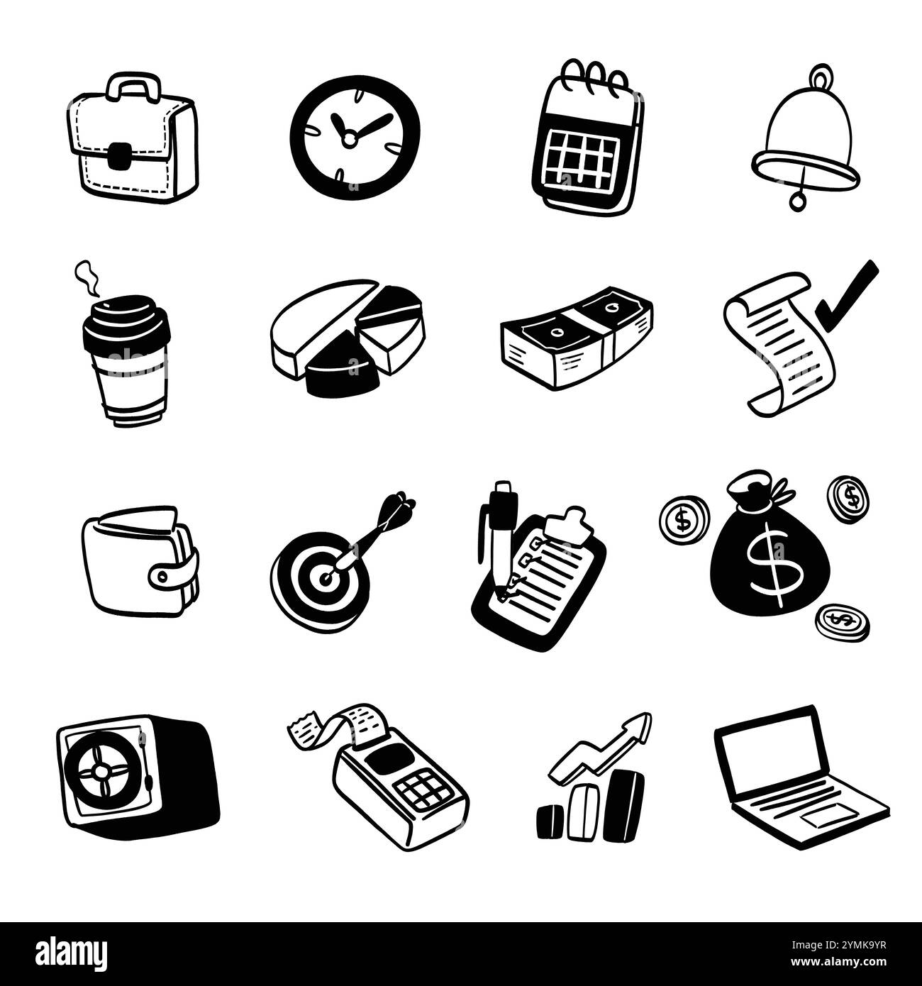 These icons collectively highlight themes of business management ...
