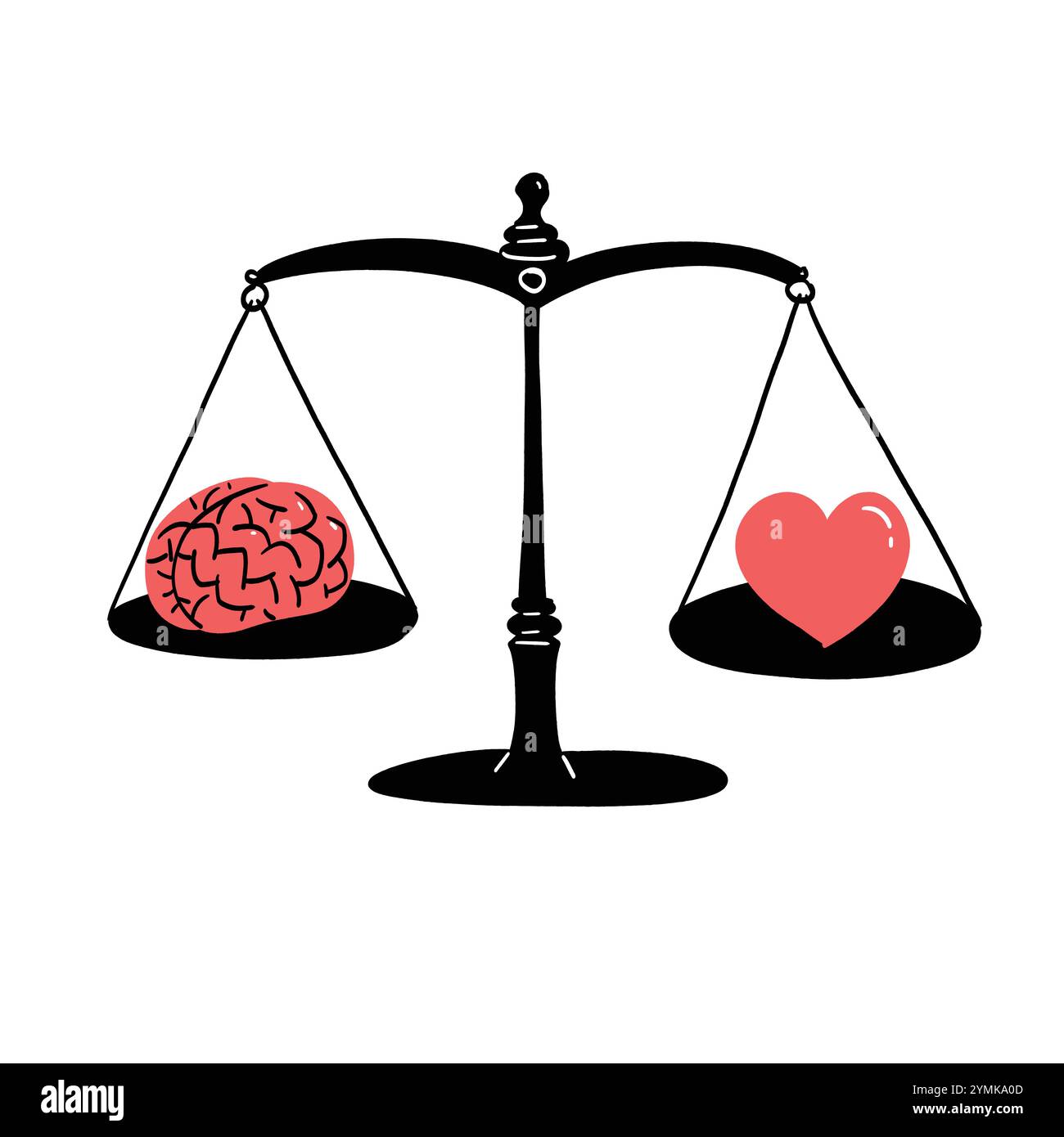This a balance scale with a brain on one side and a heart on the other ...