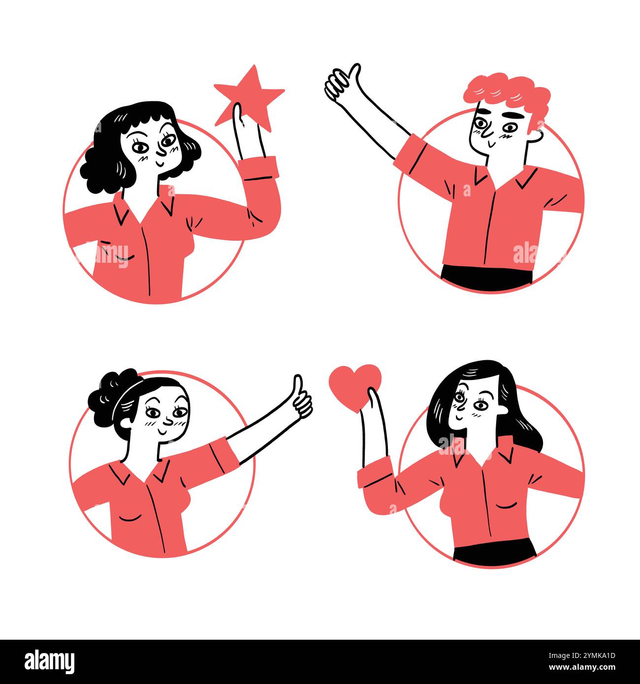 People show social media symbols like likes, hearts, stars, and hand ...