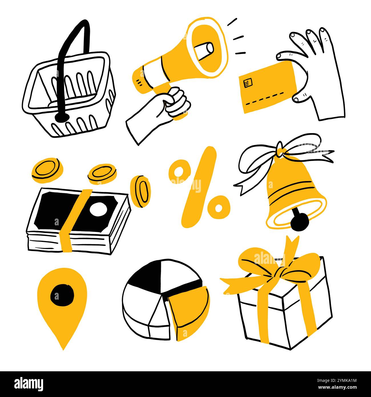 Hand drawn illustration, Doodle illustrations of gift box, Business or ...