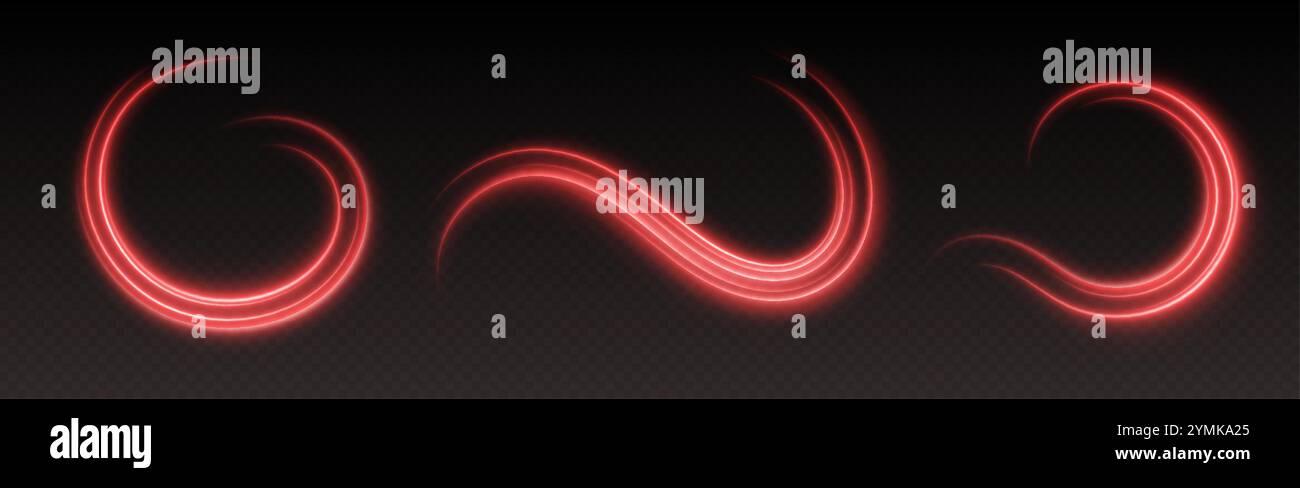 Glowing red light swirls with smooth, flowing curves. Light effect in ...