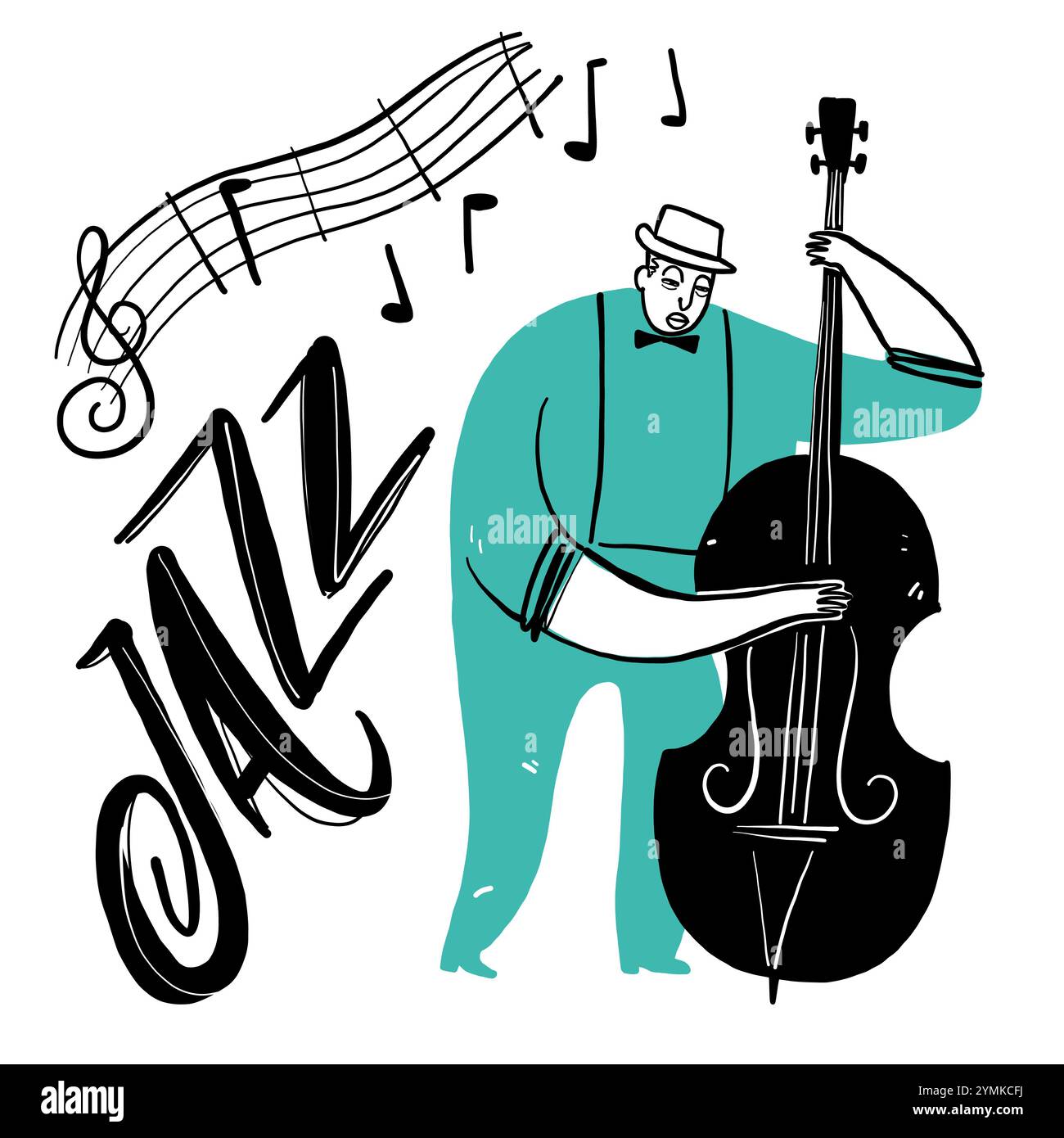 Hand drawing a man playing music. Vector Illustration doodle style ...