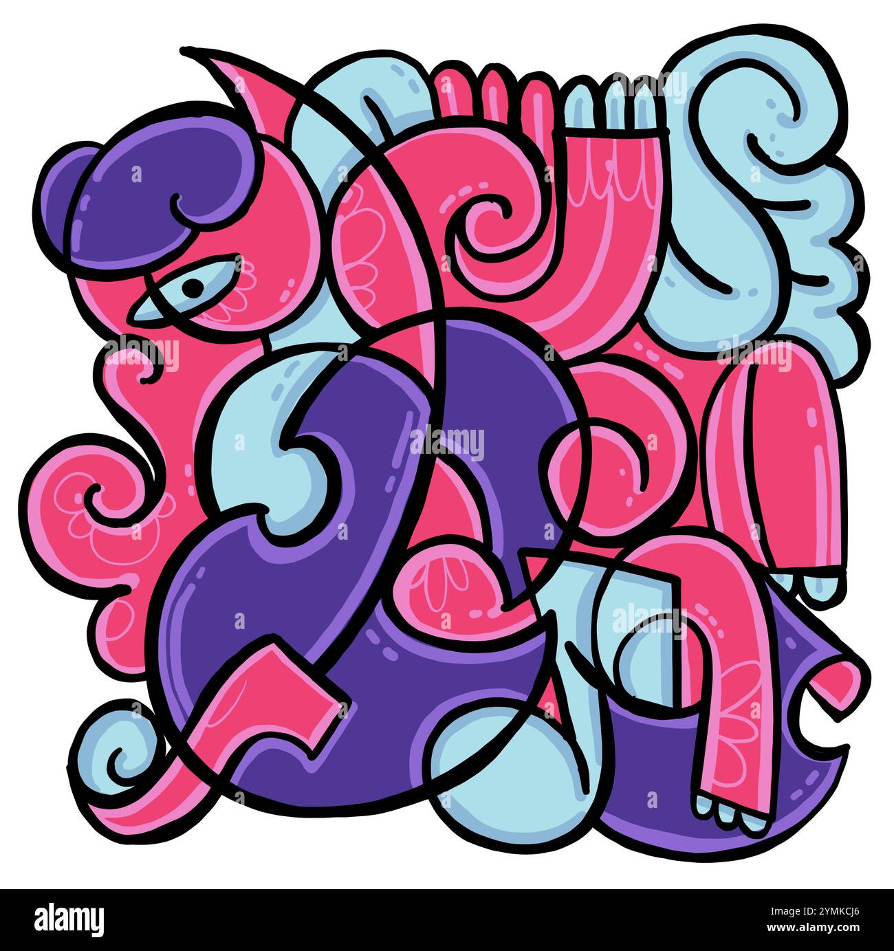 Trendy doodle fun on a white background. Vector illustration, drawing ...