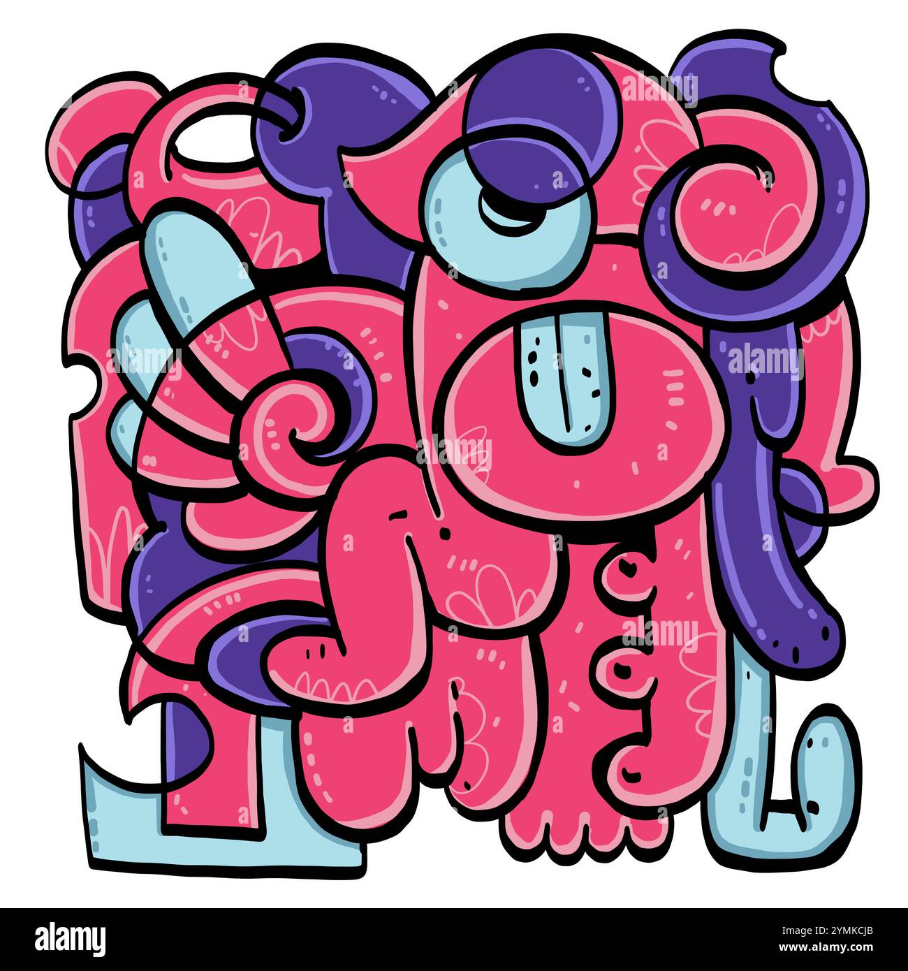 Trendy doodle fun on a white background. Vector illustration, drawing ...