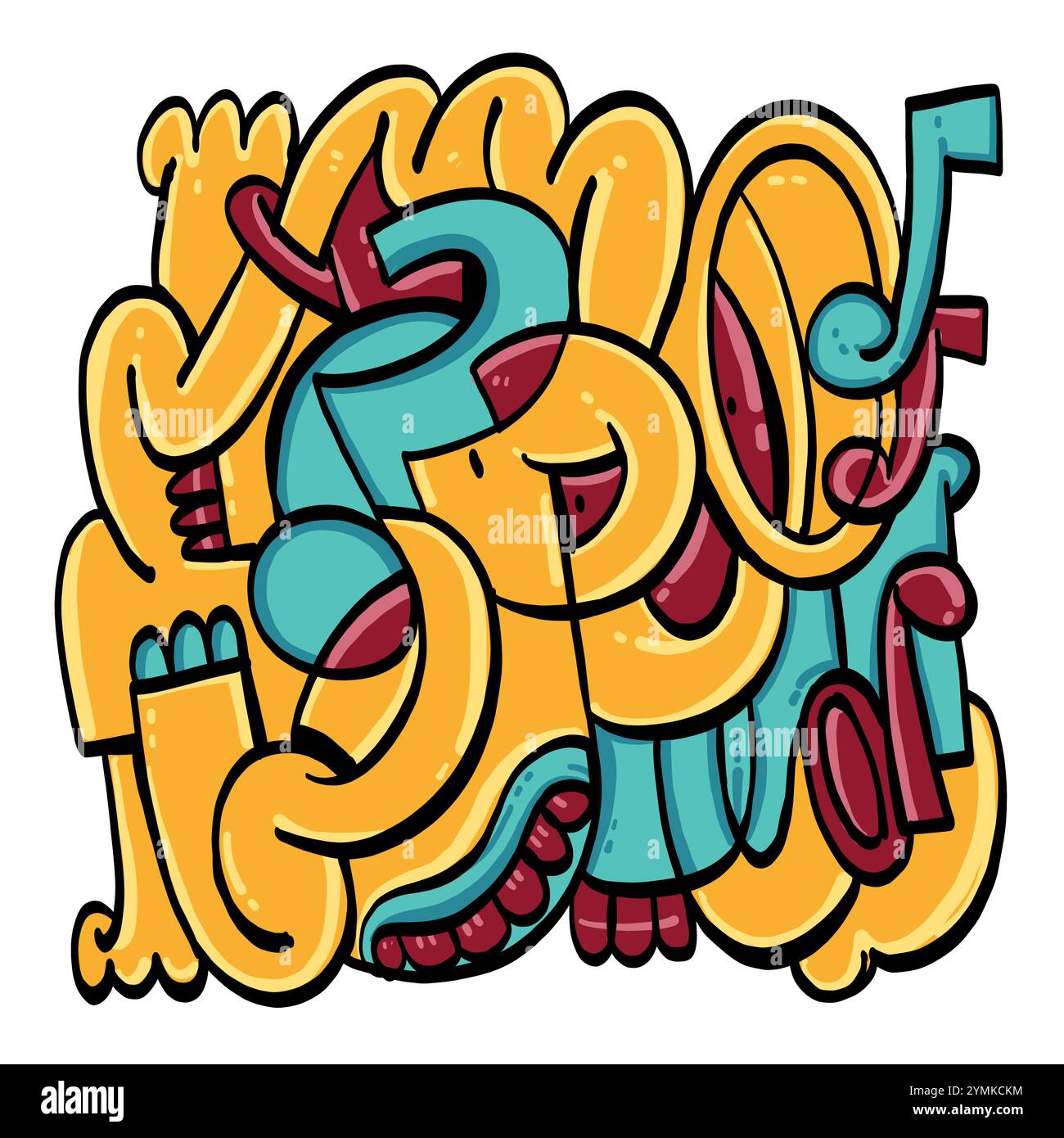 Trendy doodle fun on a white background. Vector illustration, drawing ...