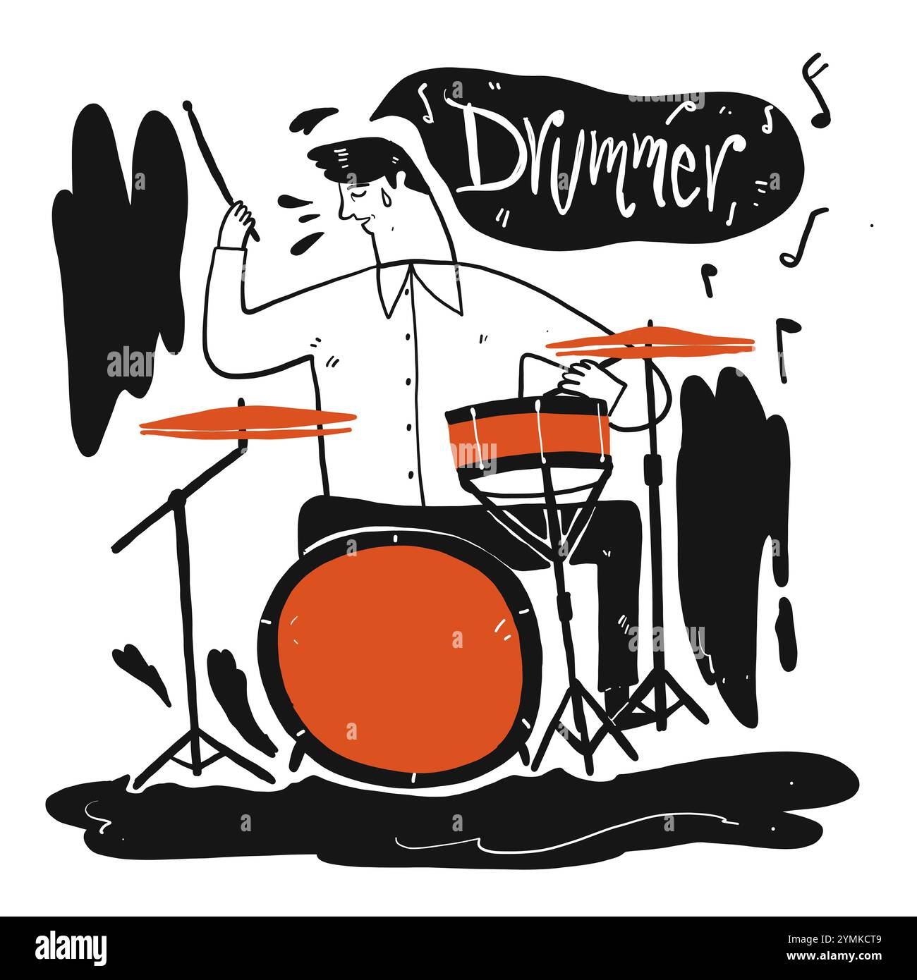 A man playing music. Collection of hand drawn, Vector illustration in ...