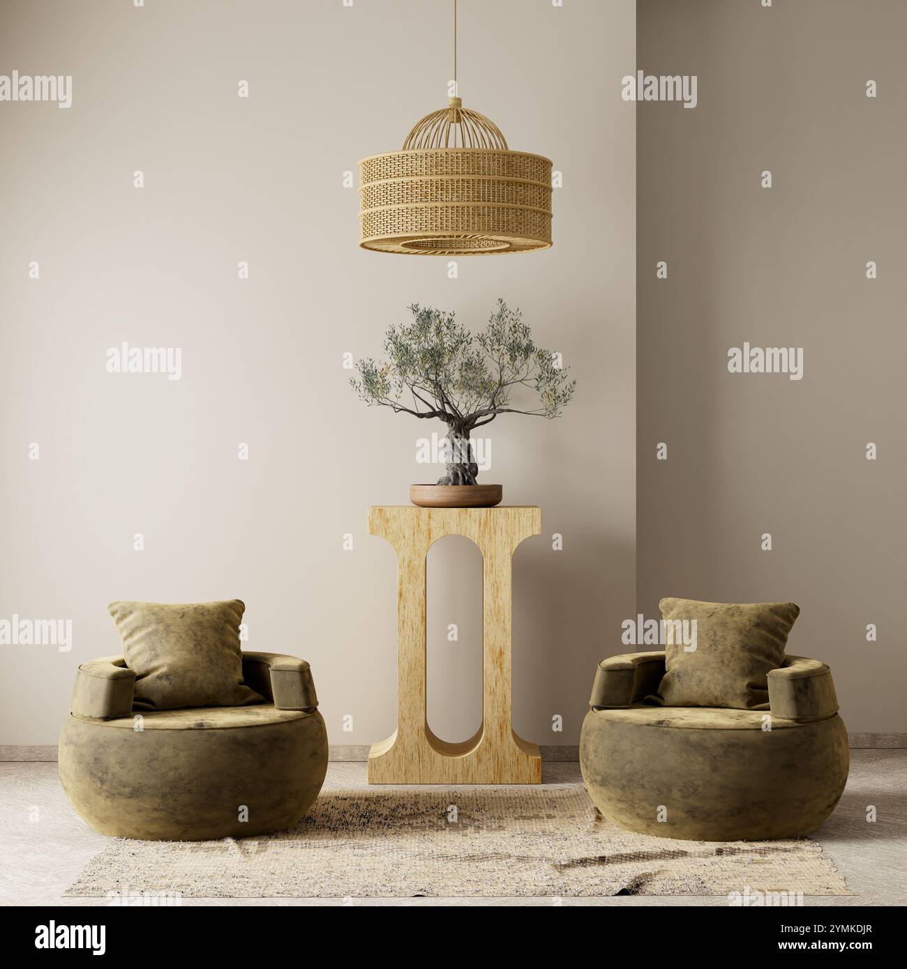 Boho style decorated livinig room. Modern, authentic Interior design of ...