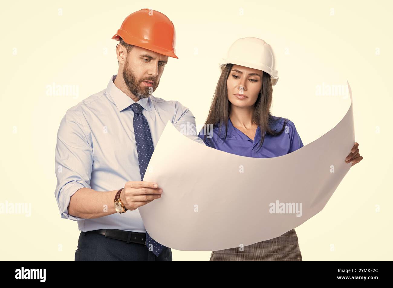 Engineering inspection supervisor isolated on white. Inspection by ...