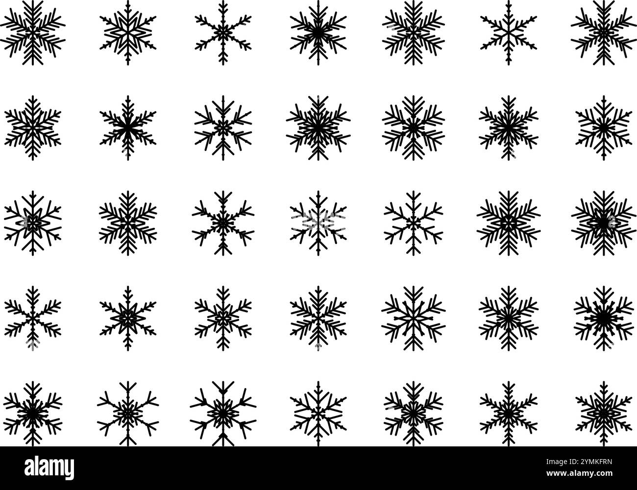 Set of cute snowflake icons on isolated background New Year ornament ...