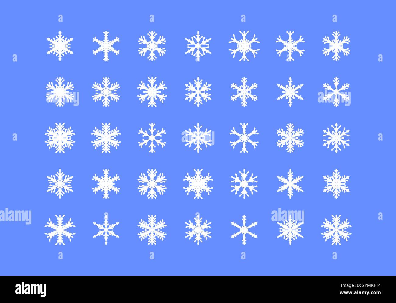 Set of cute snowflake icons on isolated background New Year ornament ...