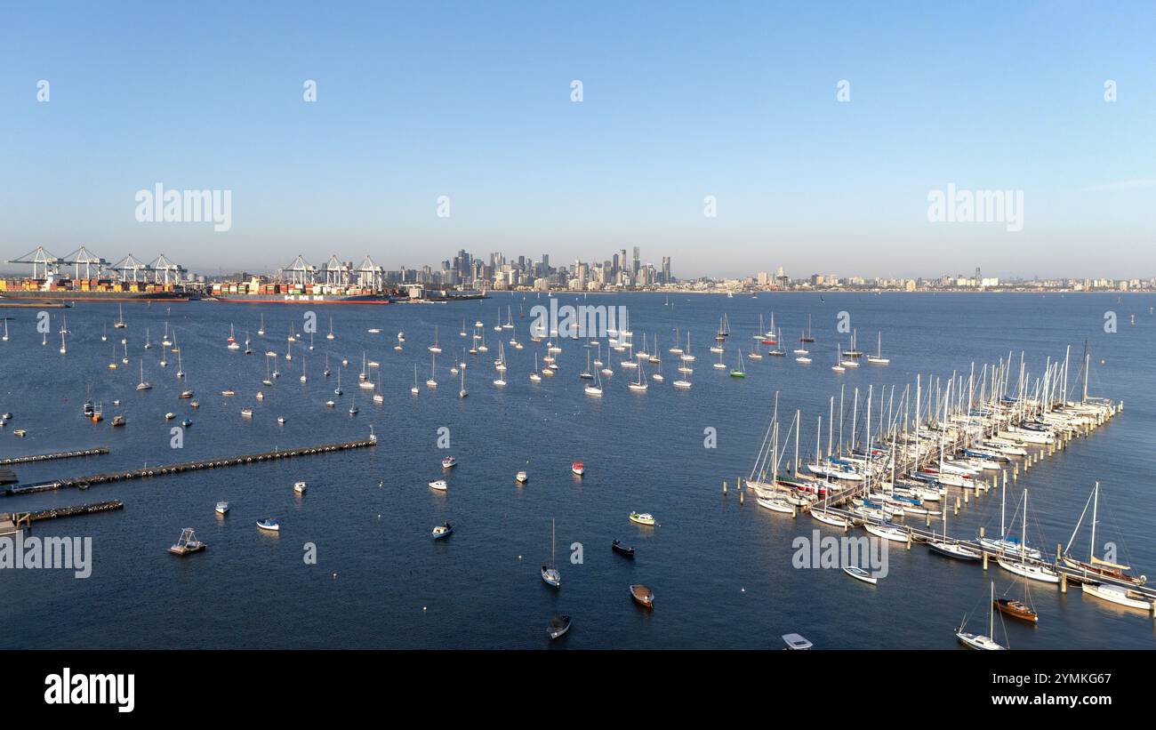 Melbourne Australia. The view of the city of Melbourne with boats at ...