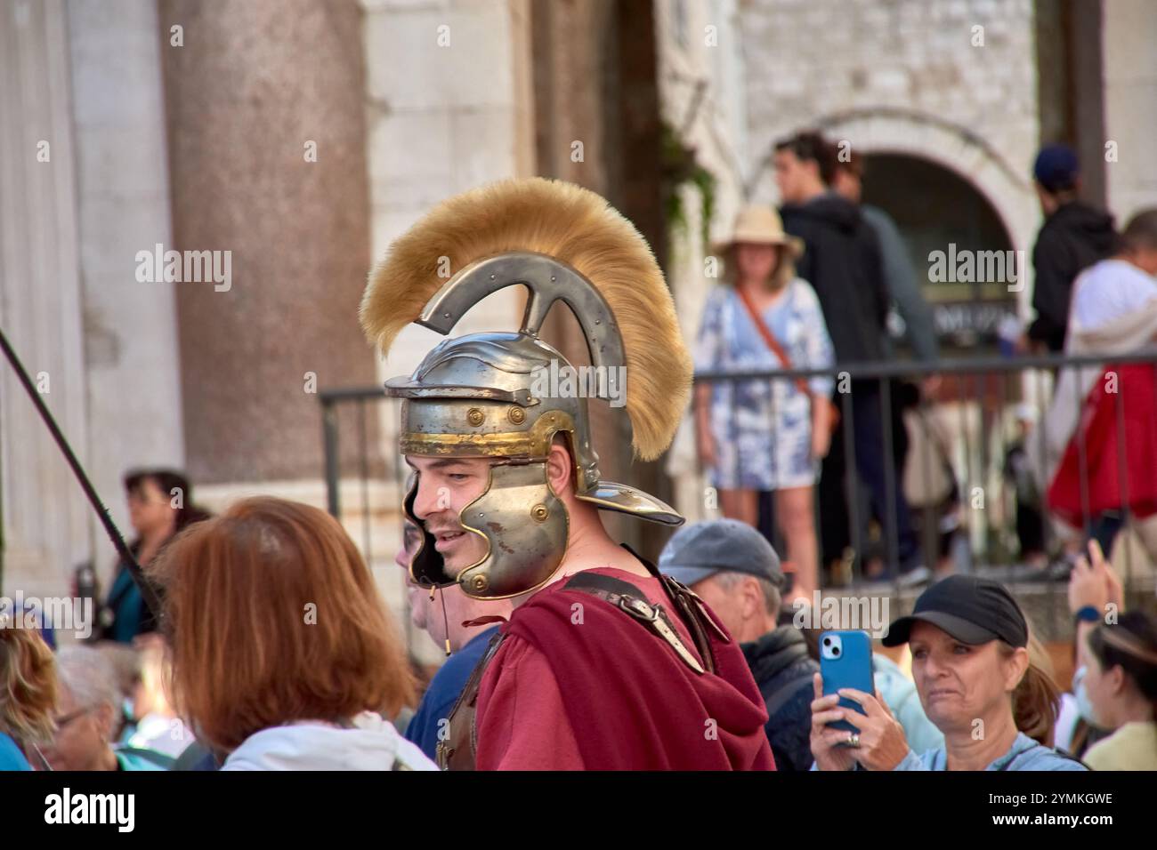 Split, Croatia;Octubre,12,2024:tourists joyfully taking pictures with ...