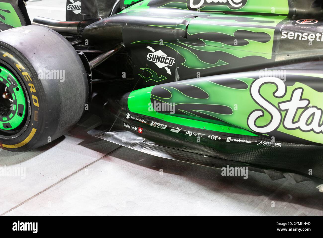 Stake F1 Team Kick Sauber C44, mechanical detail Floor fence, floor edges, floor body during the ...