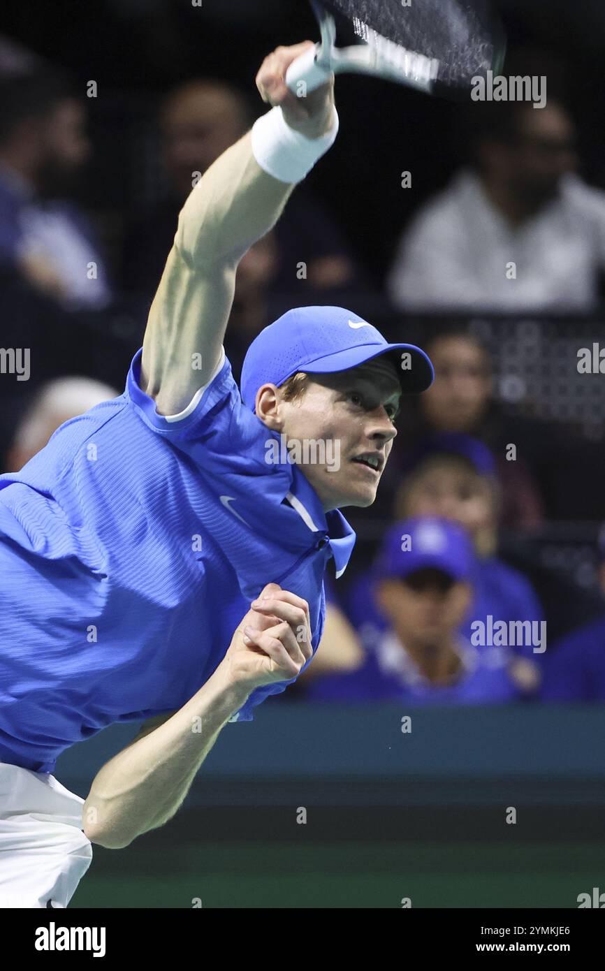 Jannik Sinner of Italy during the 2024 Davis Cup Finals quarter-final ...