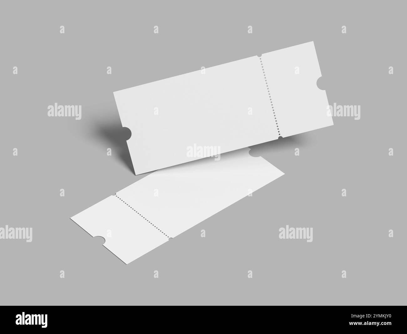 White Blank Ticket Voucher 3D Mockup with Grey background Stock Photo ...