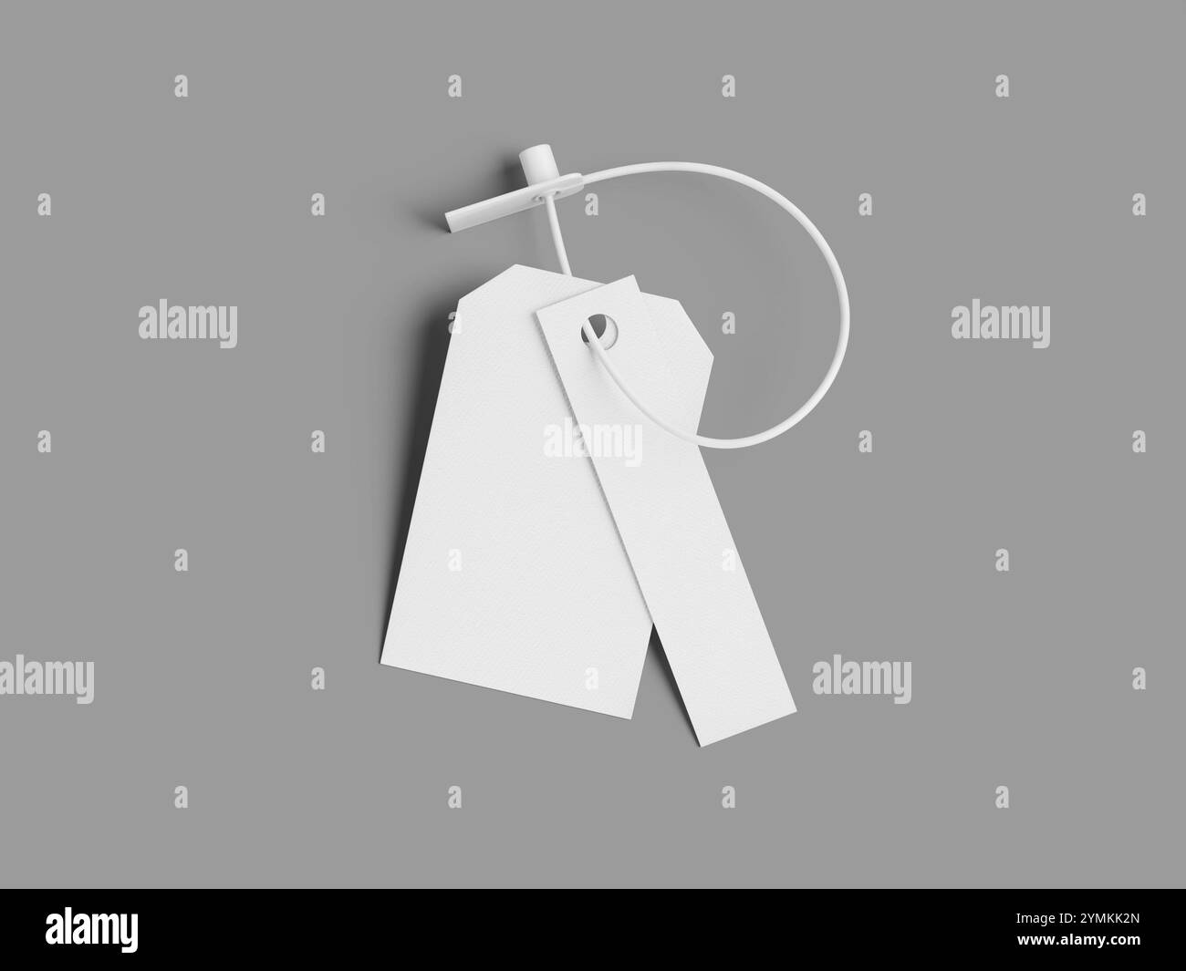 Flat Lay White Blank Price tag label Mockup 3D Realistic with Grey ...