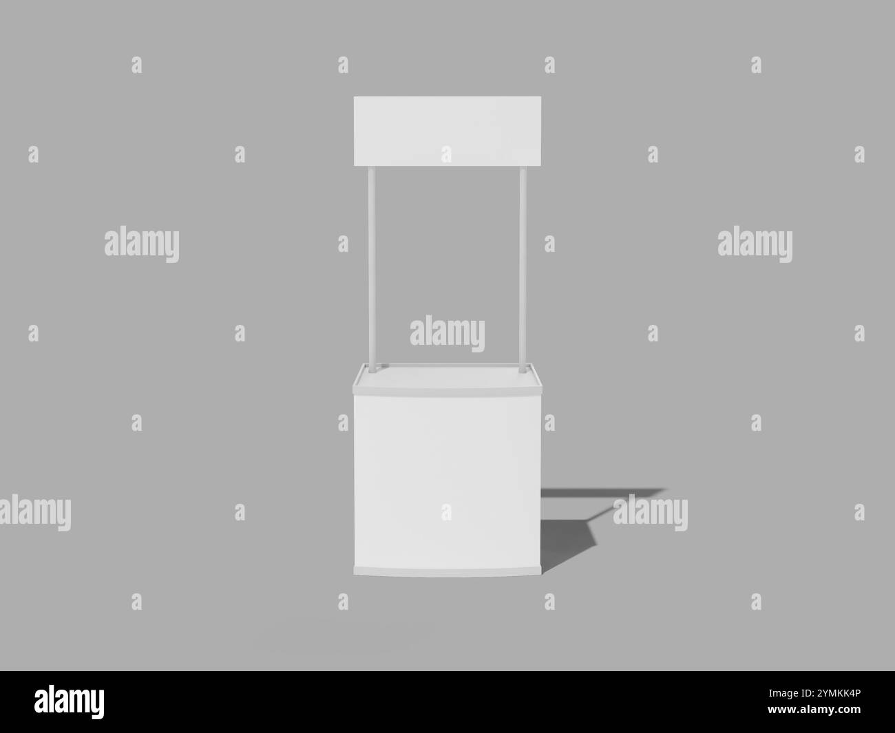Front View White Blank Booth Stand Pop Up 3D Mockup on Grey Background ...