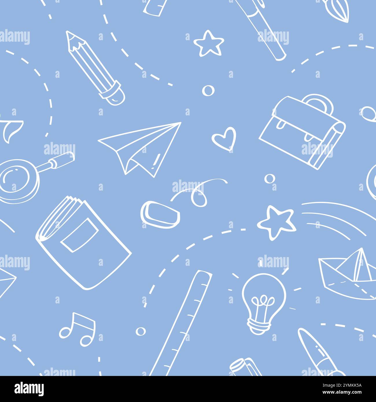 Education doodle seamless pattern. Back to school line hand-drawn ...