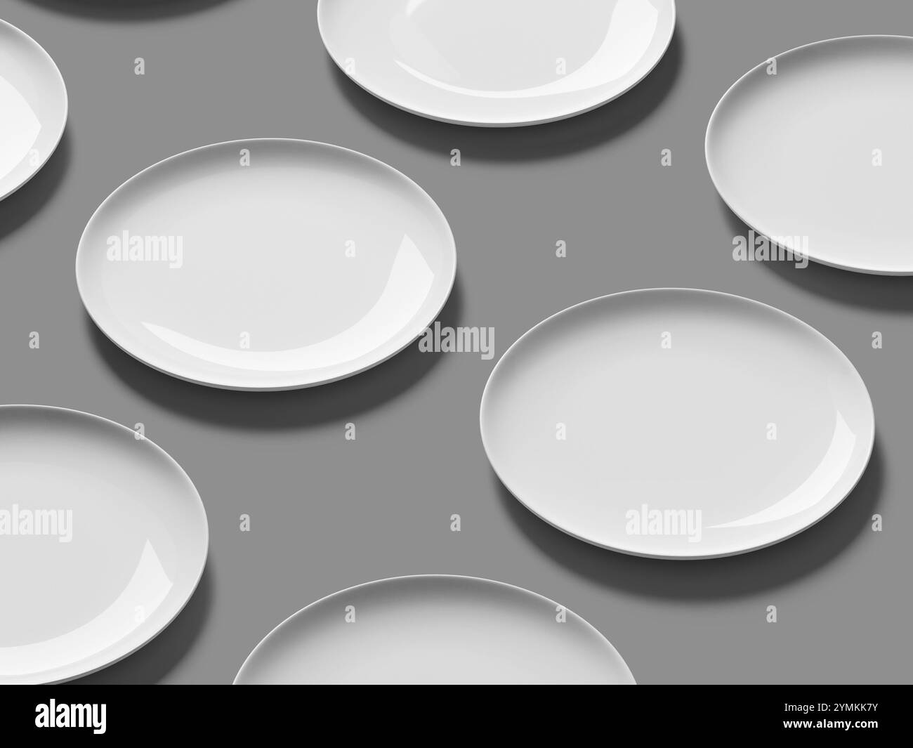isometric White Blank Plate 3D Render Mockup Front View on a Grey ...